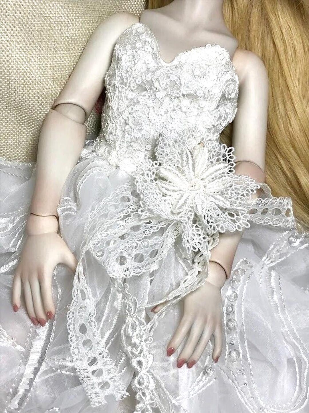 BJD Volks Super Dollfie SD 1/3 Girl White Long Lace Princess Dress ...