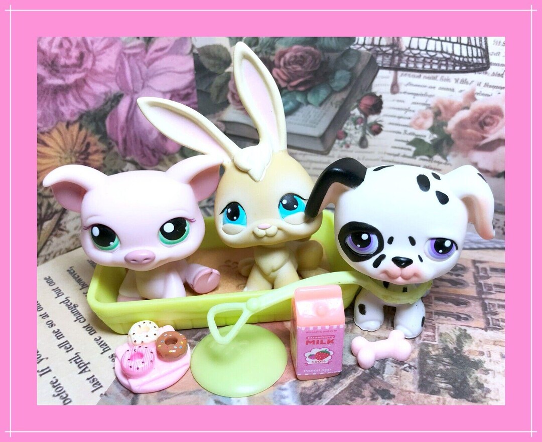 Vintage Authentic Littlest Pet Shop LPS #295 #296 #297 Tubes Dalmatian ...