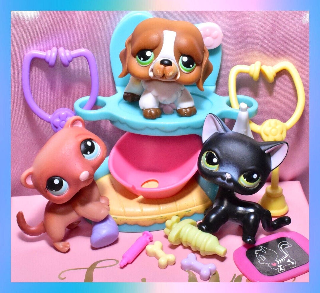 Vintage Authentic Littlest Pet Shop LPS Cozy Care Vet 334 335 336 Black ...