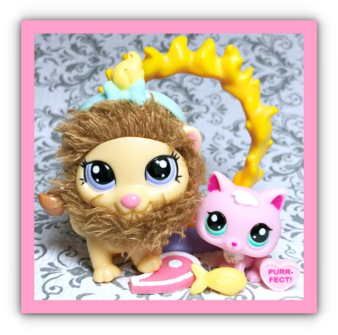 VTG Authentic Littlest Pet Shop LPS #2574 #2575 Pet Pairs Furry Lion ...