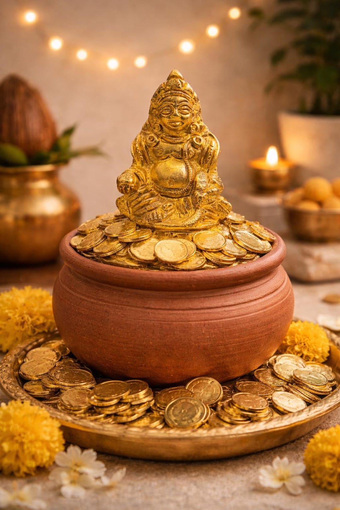 Handcrafted Brass Kubera Idol | Hindu God of Wealth, 3 Inch - Etsy