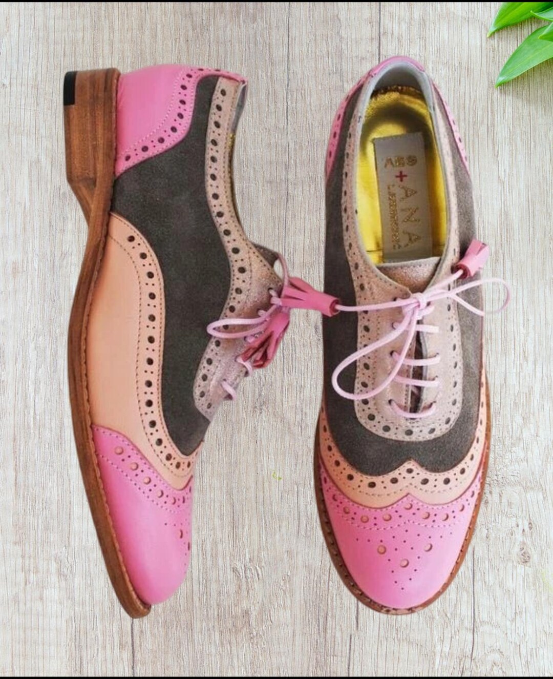 Women's Handmade Multicolor Leather Oxford Wingtip Brogue Lace up ...
