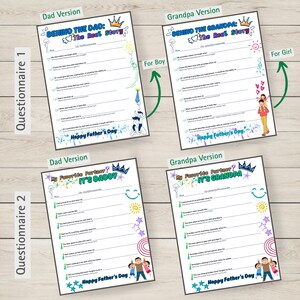 Printable Father's Day Questionnaire, Funny Gift for Dad or Grandpa ...