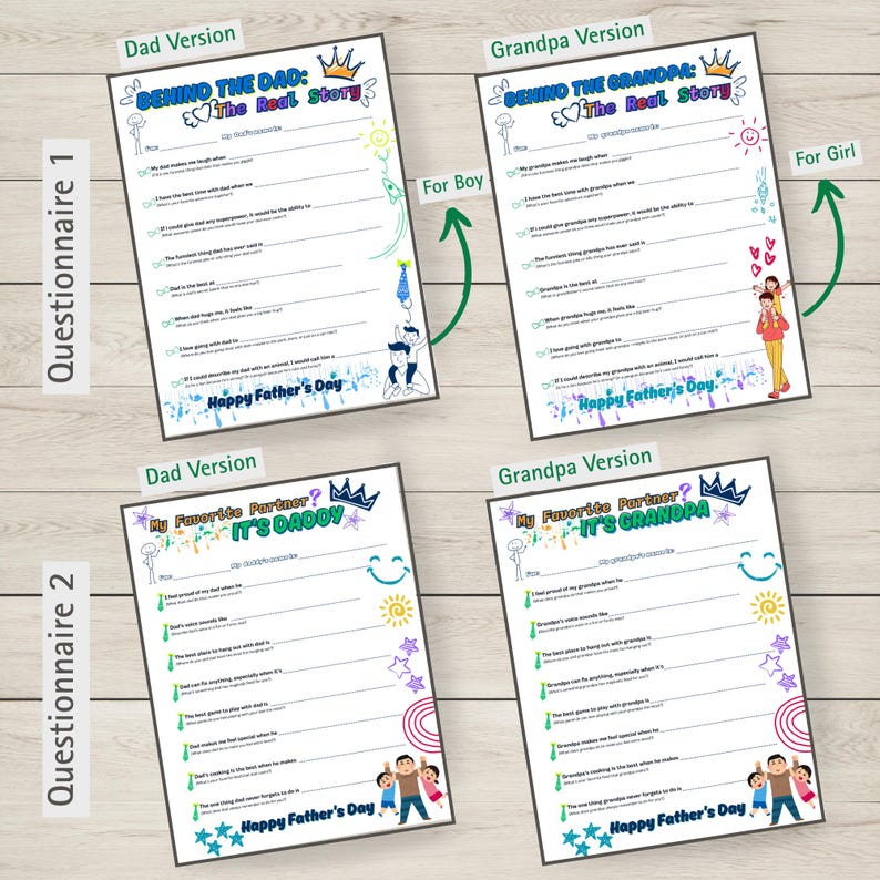Printable Father's Day Questionnaire, Funny Gift for Dad or Grandpa ...