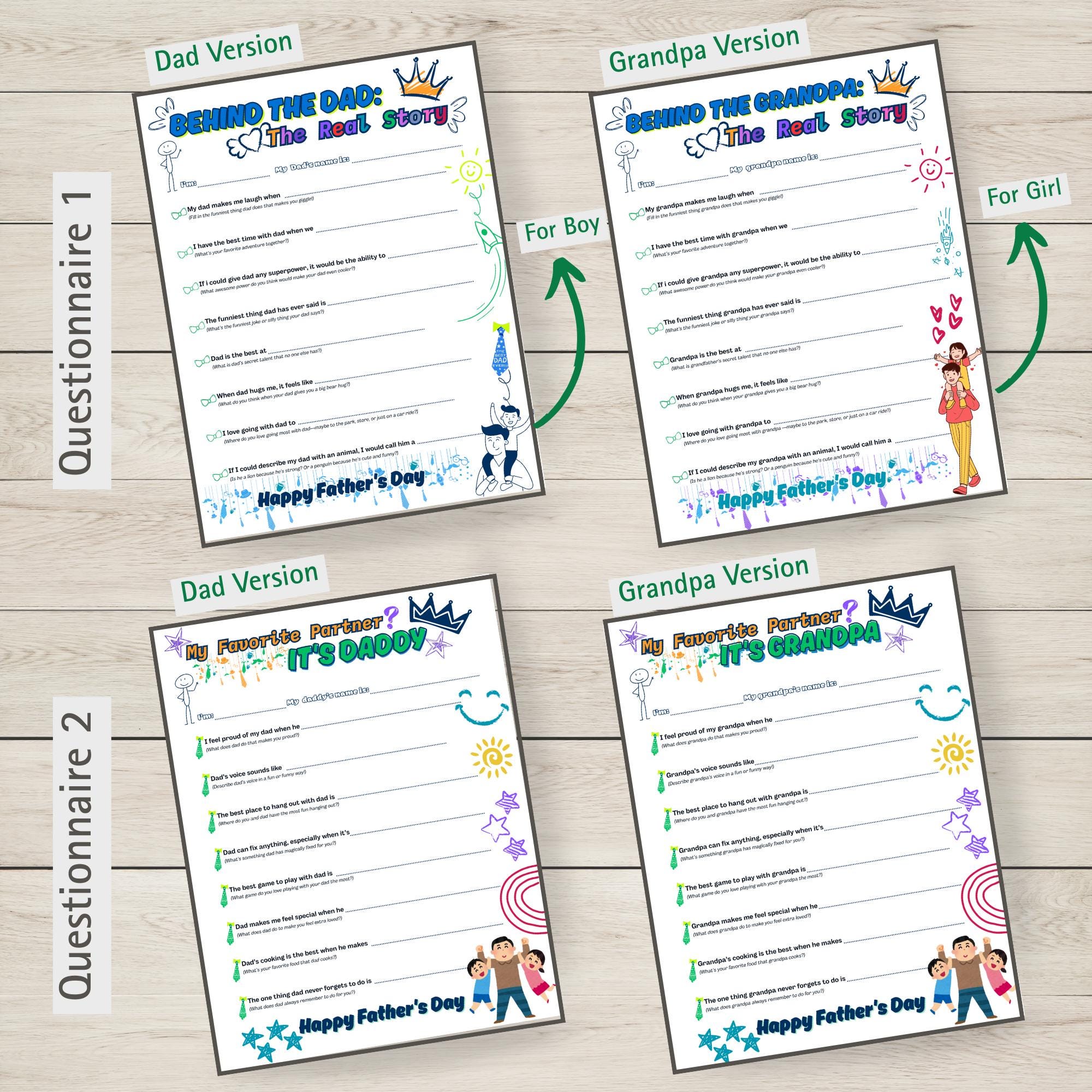Printable Father's Day Questionnaire, Funny Gift for Dad or Grandpa ...