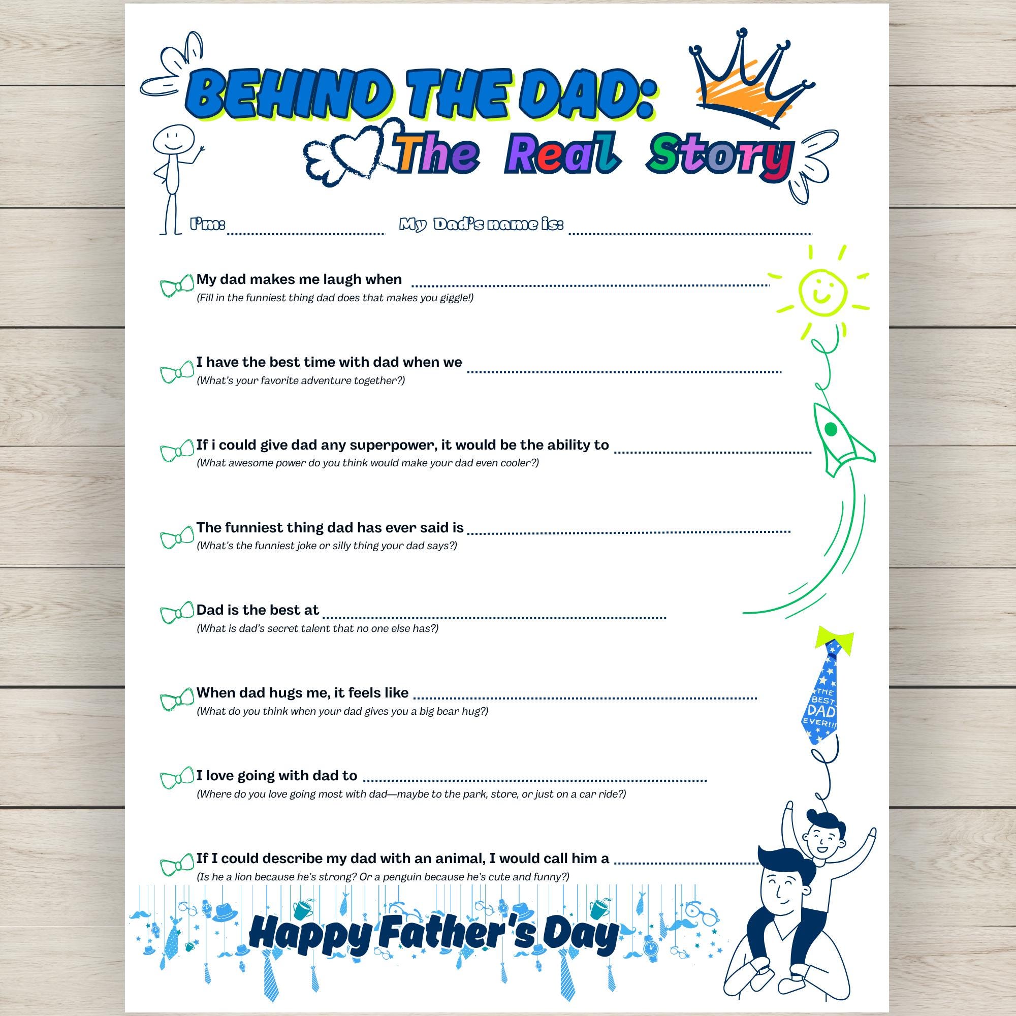 Printable Father's Day Questionnaire, Funny Gift for Dad or Grandpa ...