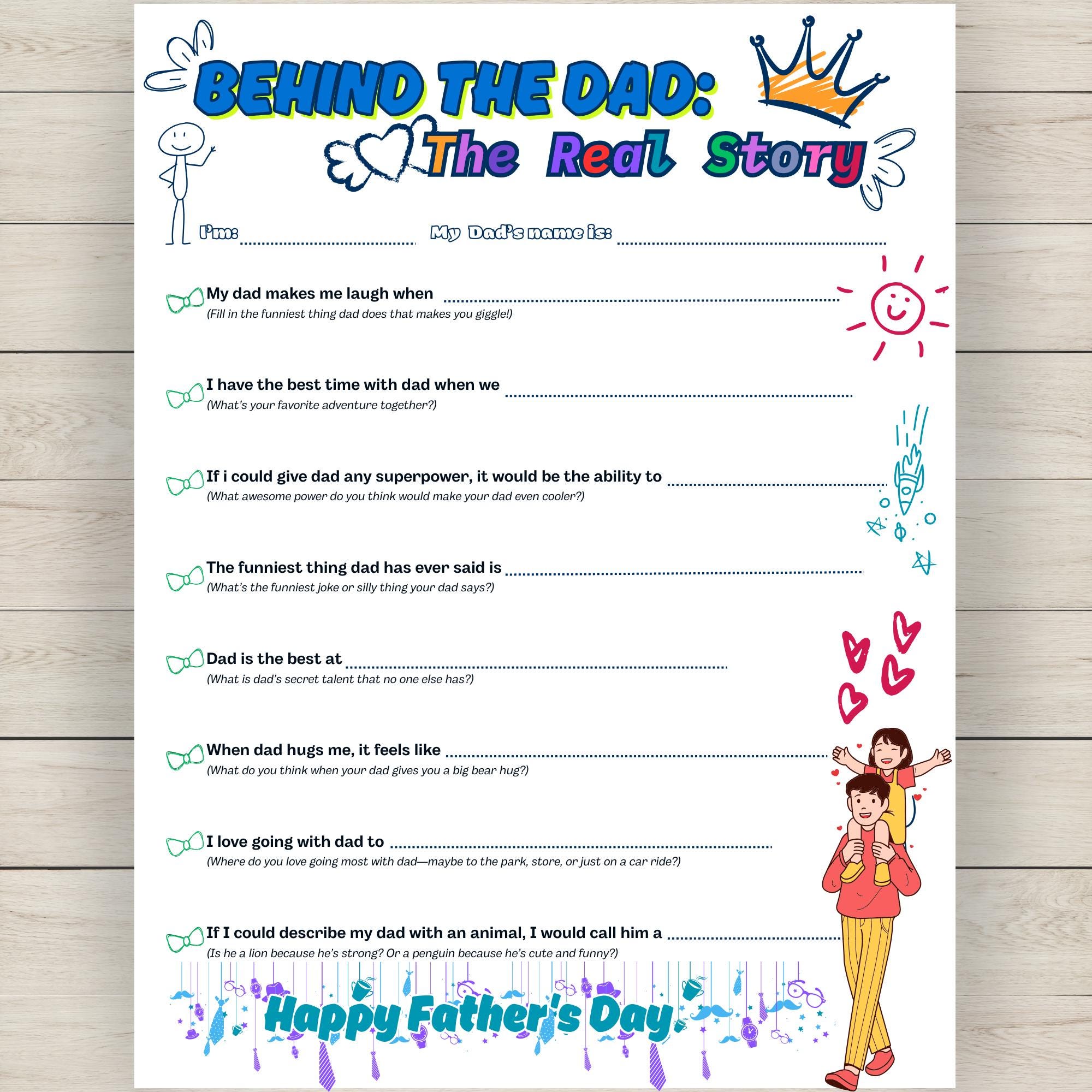 Printable Father's Day Questionnaire, Funny Gift for Dad or Grandpa ...