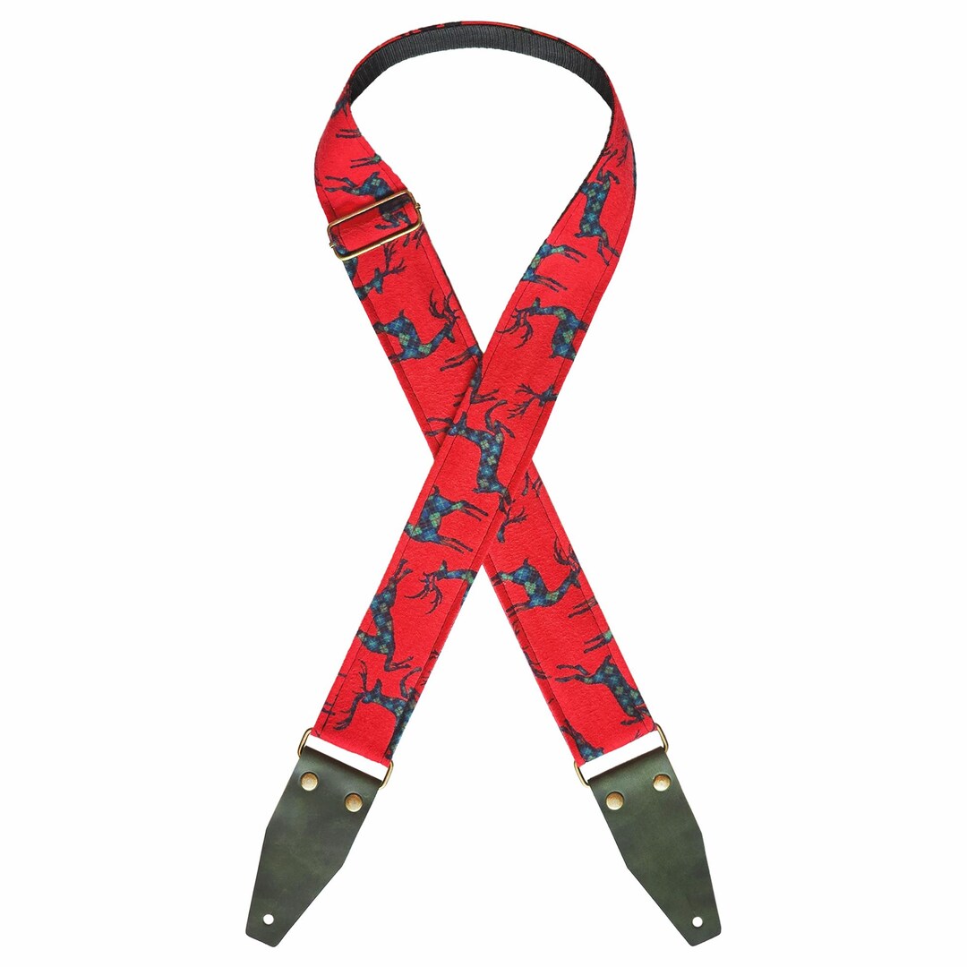 Red Christmas Guitar Strap – Holiday Reindeer Design - Etsy