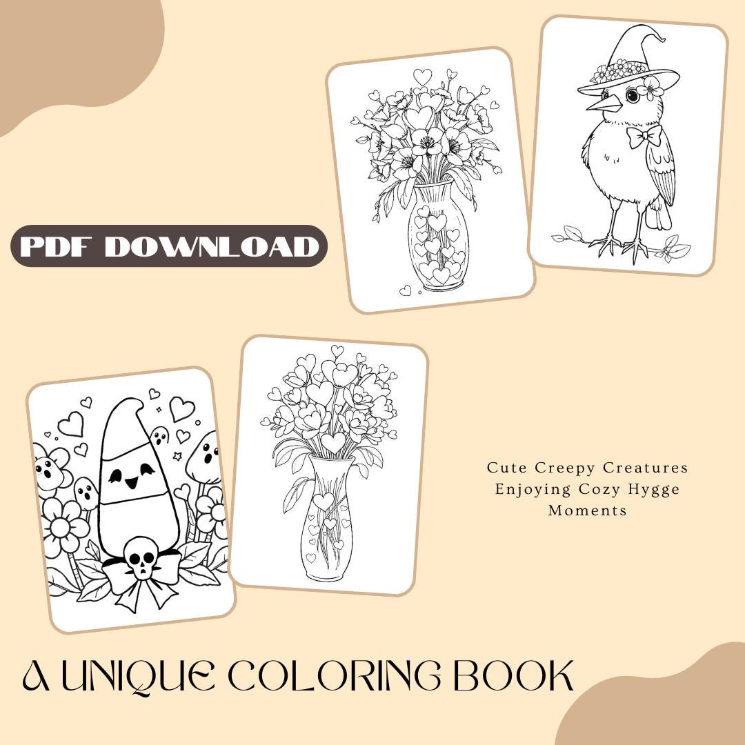 Cute & Spooky Coloring Book PDF Printable PNG Art Bold Halloween Ghosts ...