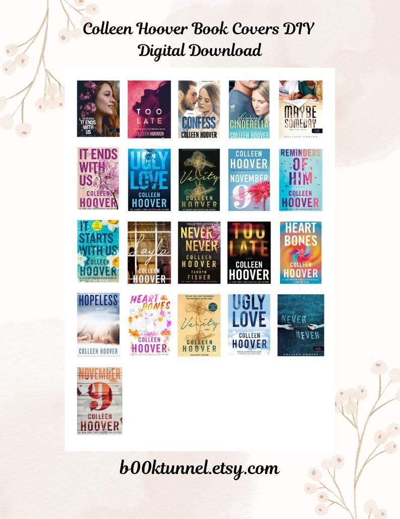 Colleen Hoover Book Covers | Digital Download | Printable Front Cover ...