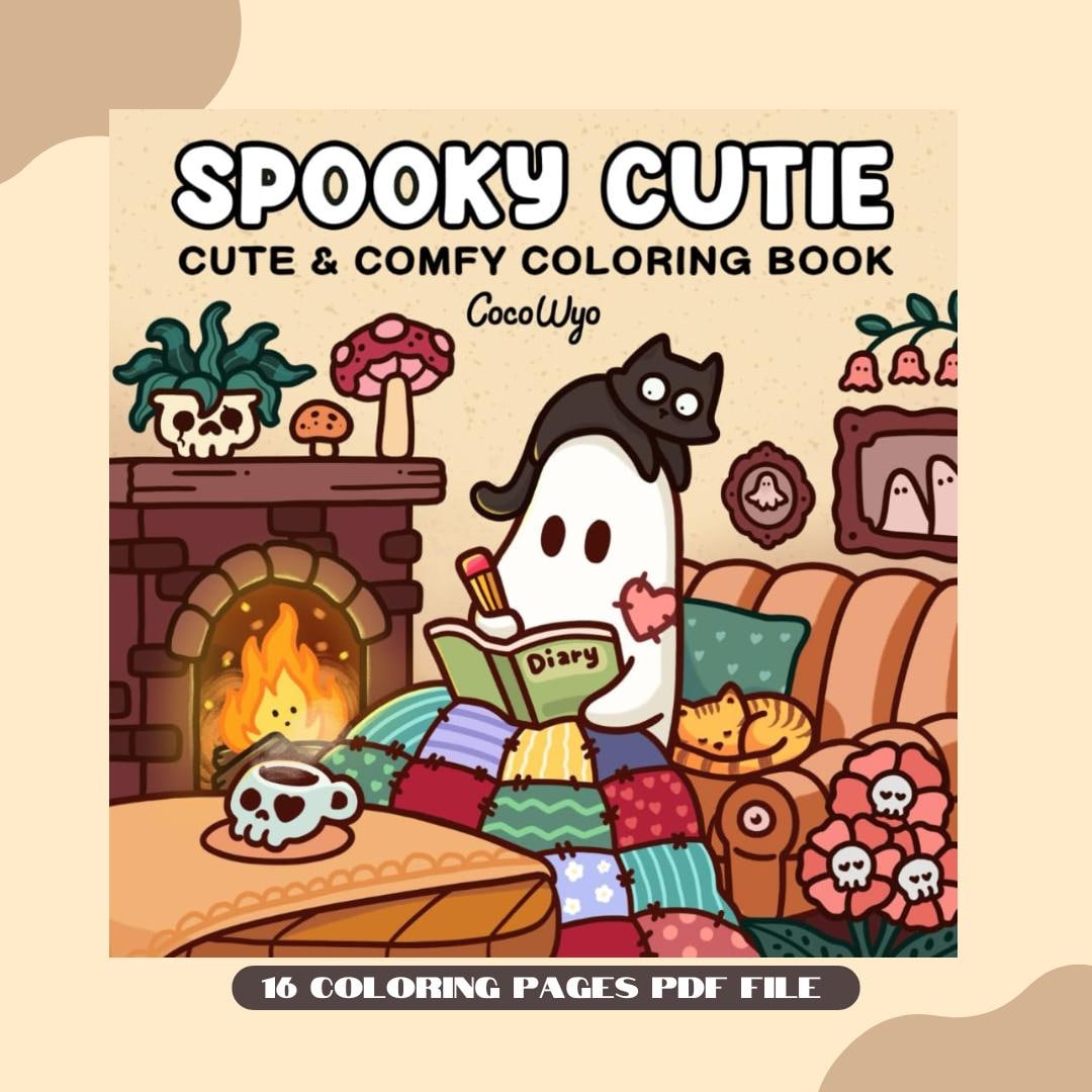 Cute & Spooky Coloring Book PDF Printable PNG Art Bold Halloween Ghosts ...