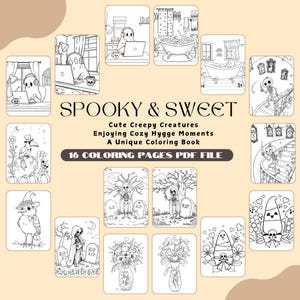 Cute & Spooky Coloring Book PDF Printable PNG Art Bold Halloween Ghosts ...