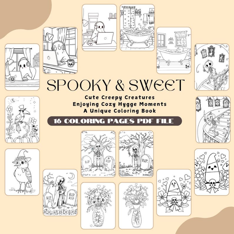 Cute & Spooky Coloring Book PDF Printable PNG Art Bold Halloween Ghosts ...