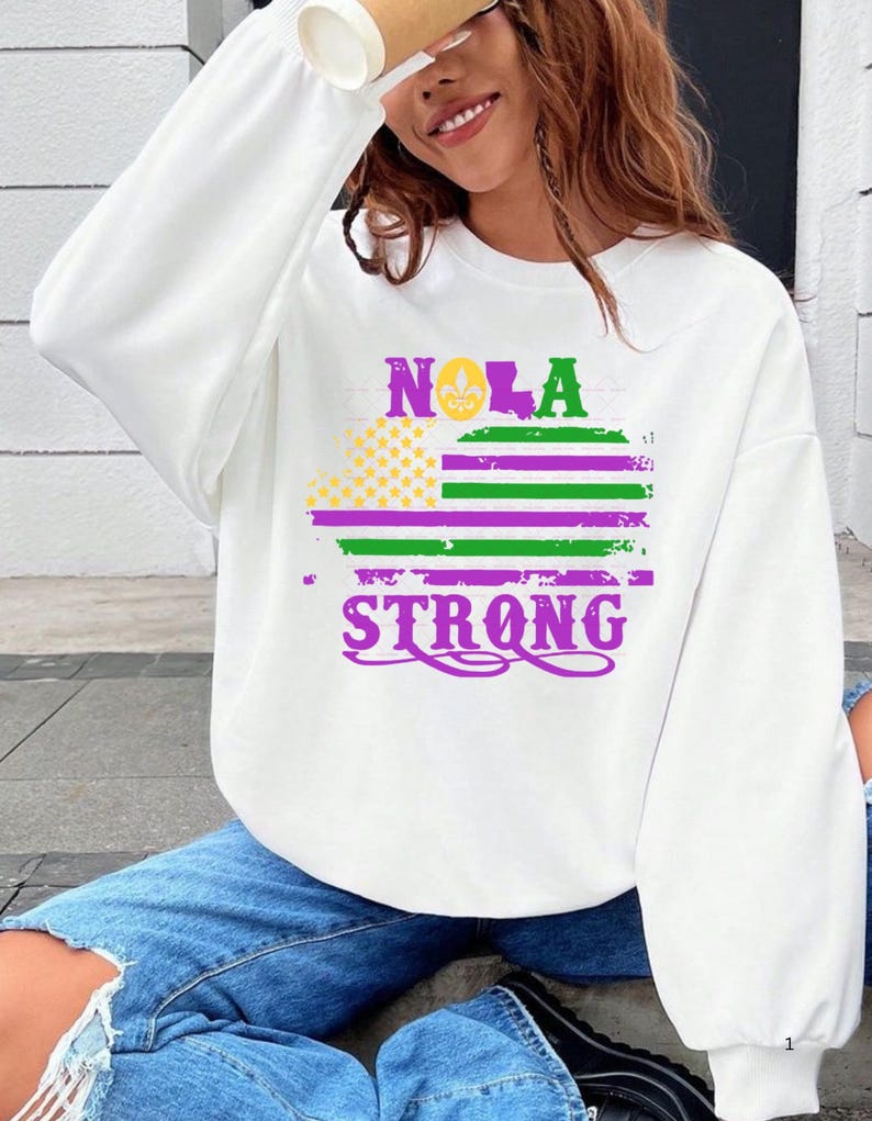 NOLA Strong American Flag SVG, Mardi Gras and New Orleans Pride Digital ...