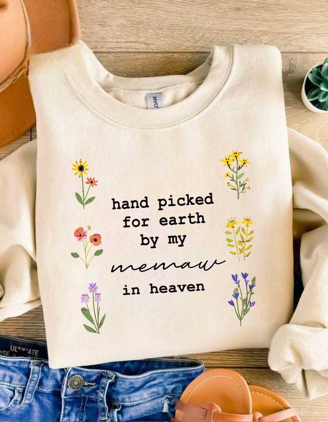 Hand Picked for Earth by My Great Memaw PNG, Memorial Grandma Gift ...