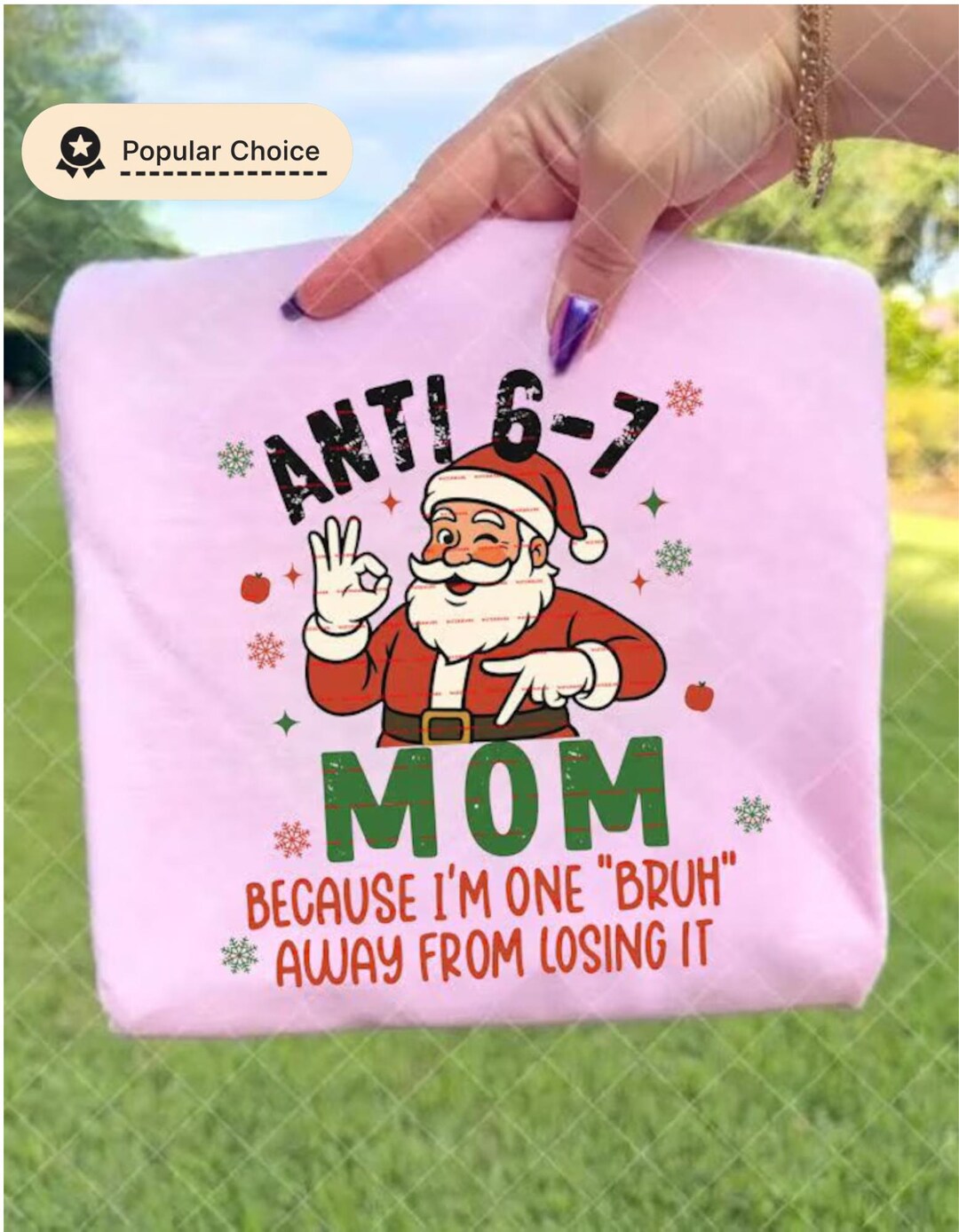 Funny Mom Christmas PNG, Santa Mom Humor Design, Anti 6-7 Mom, Holiday ...