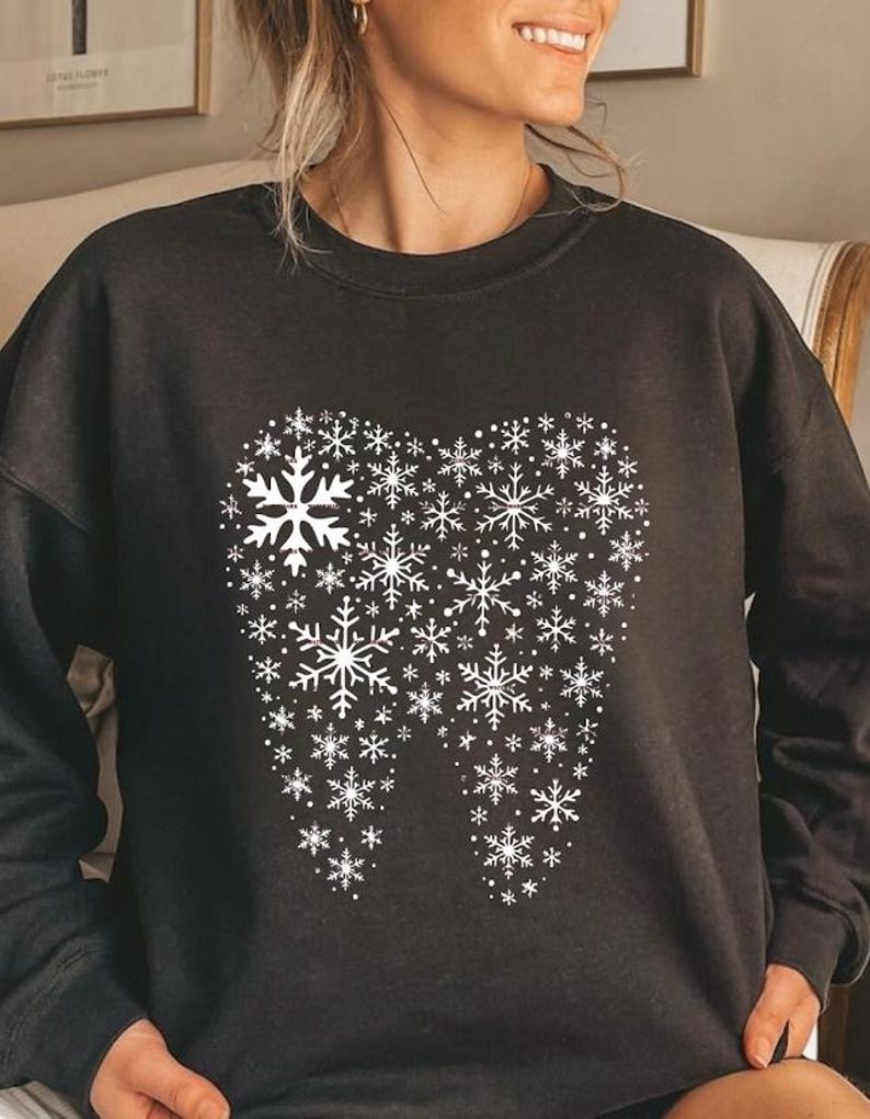 Dental Snowflake Tooth Sweatshirt Design, Christmas Dentist Sweater ...