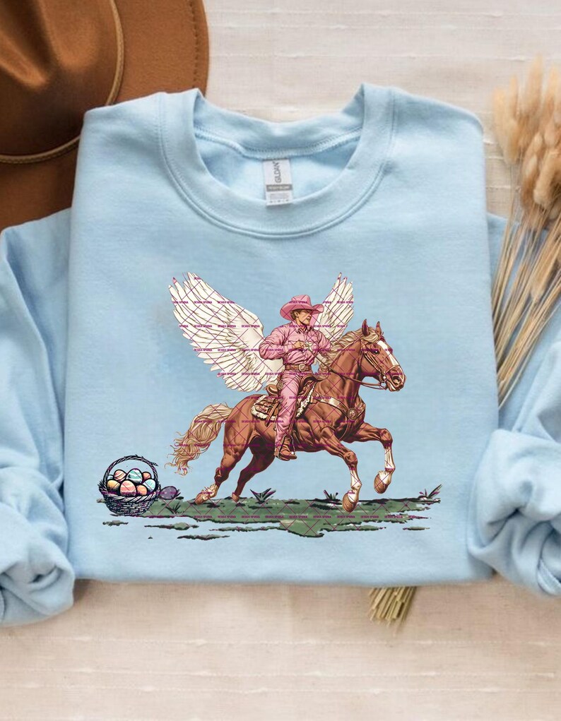 Cowboy Angel on Horse PNG, Western Rodeo Fantasy Easter Art, Vintage ...