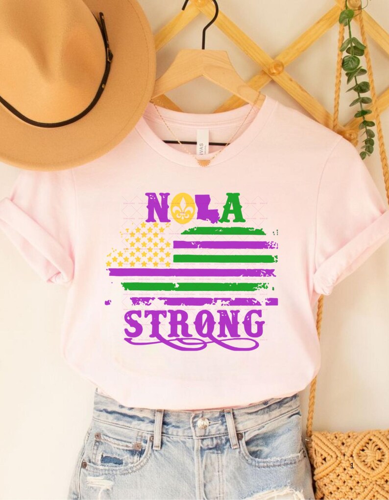 NOLA Strong American Flag SVG, Mardi Gras and New Orleans Pride Digital ...