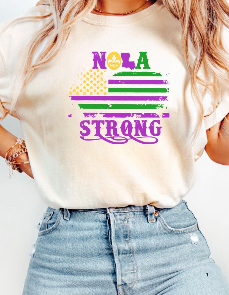 NOLA Strong American Flag SVG, Mardi Gras and New Orleans Pride Digital ...