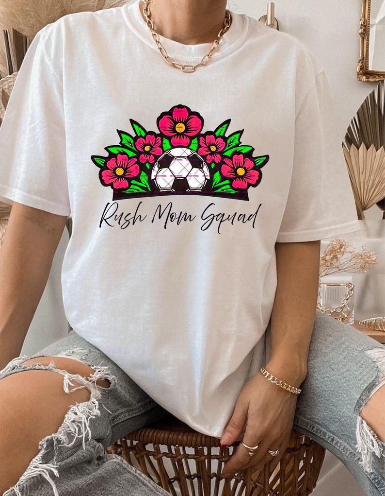 Rush Mom Squad Soccer PNG, Soccer Mom Floral Sublimation Design, Game ...