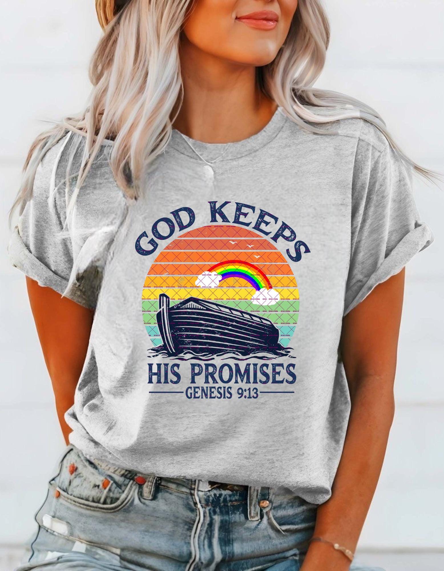 God Keeps His Promises, Noah's Ark Rainbow Genesis 9:13 Bible Verse ...