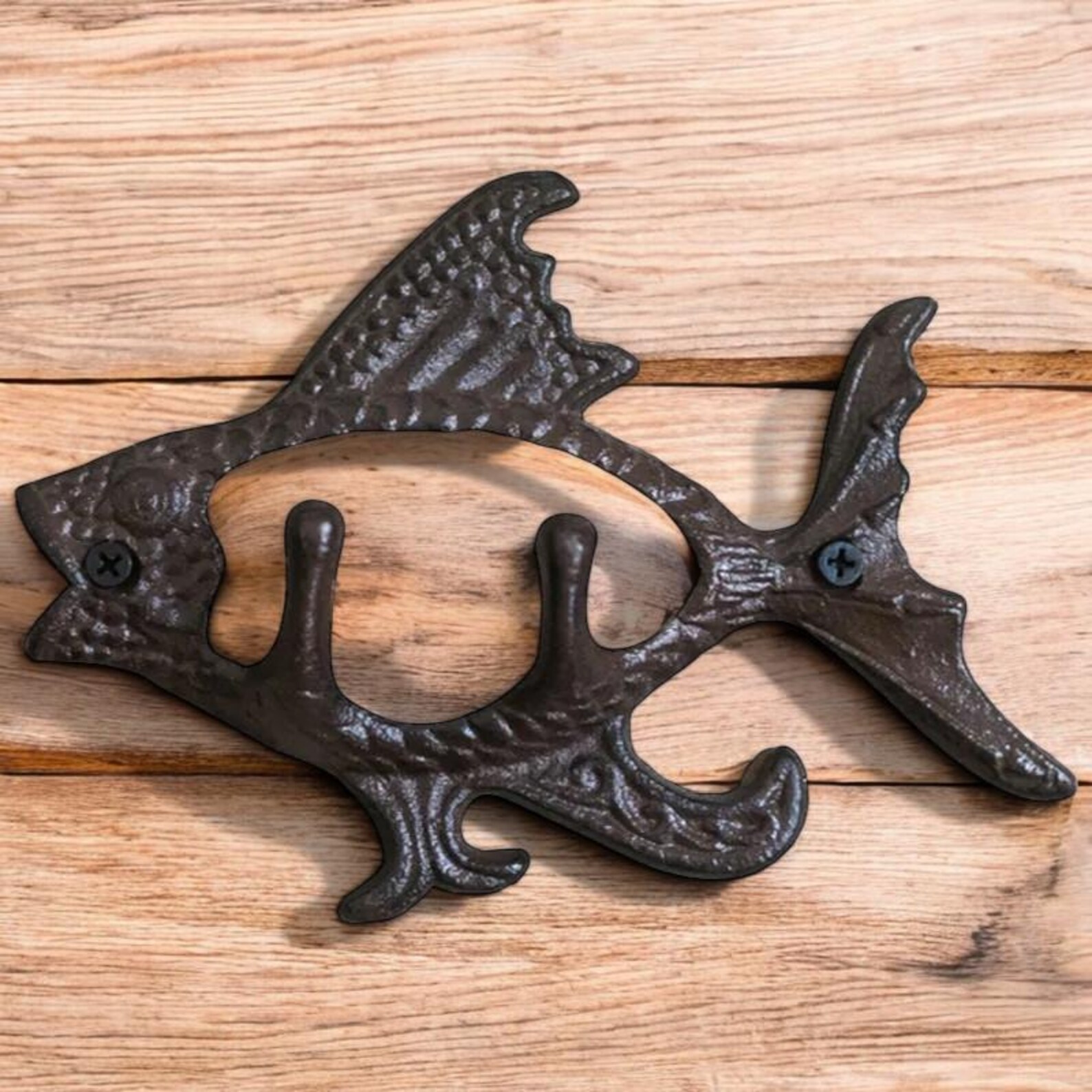 Rustic Cast Iron Fish Wall Hook for Home Decor, Decorative Key Hook or ...