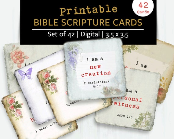 42 Printable Bible Scripture Cards Bible Memory Verse Cards | Etsy