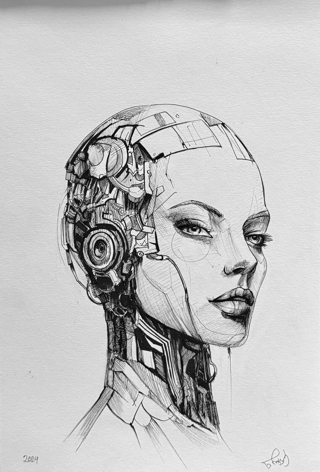 Robot - Ink on Paper, Size A3, 28.5x42cm - Etsy