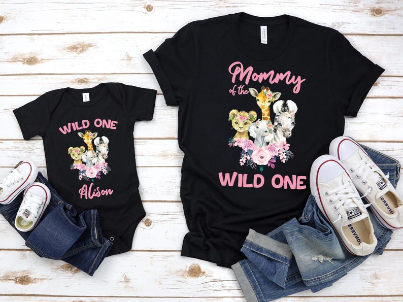 Wild One Birthday Shirt: Safari Animals, Floral First Birthday Outfit ...