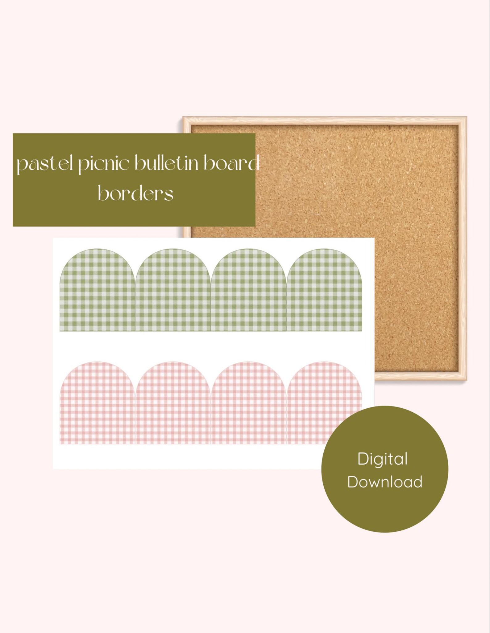 Pastel Picnic Bulletin Board Borders - PASTEL GINGHAM - Etsy