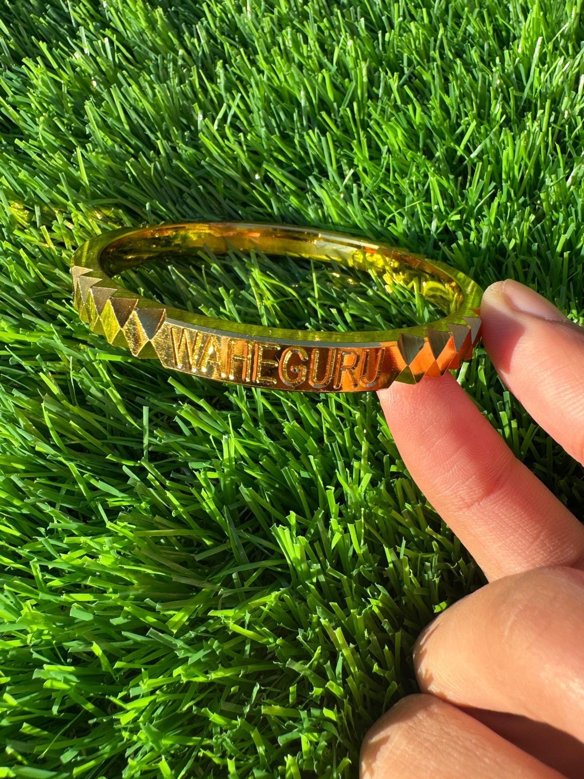 Sikh Kara Gold Plated Khanda Laser Engraved Bracelet Kada Singh Kaur ...