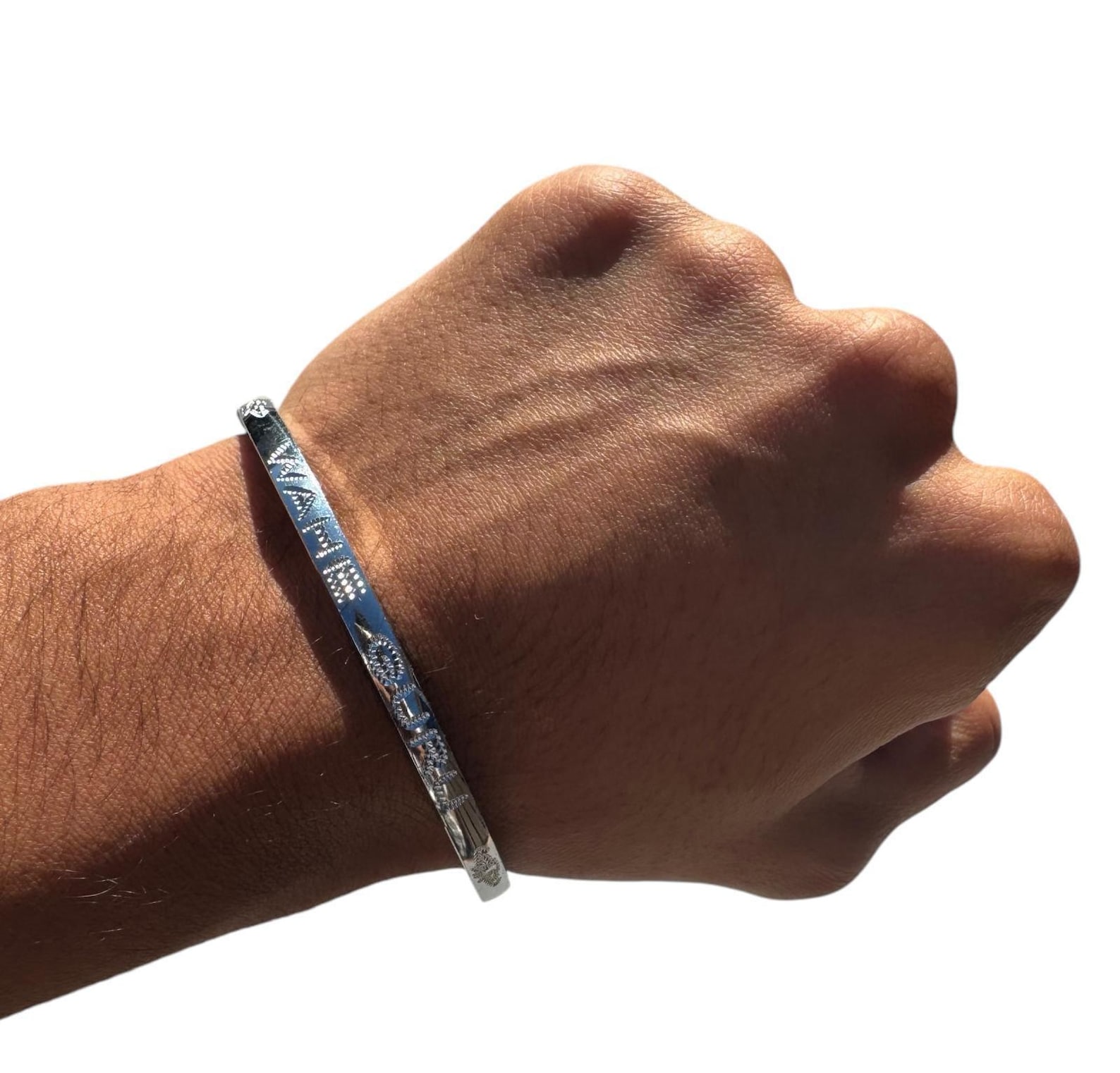 Sikh Kara Silver Plated Waheguru Khanda Laser Engraved Bracelet Kada ...