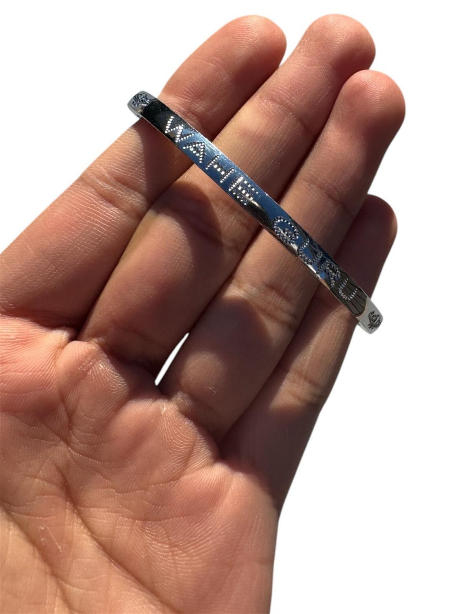 Sikh Kara Silver Plated Waheguru Khanda Laser Engraved Bracelet Kada ...