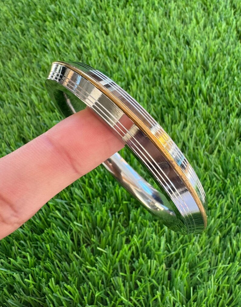 Sikh Kara Stainless Steel Thick Seven Lines Bracelet Brass Line Kada ...