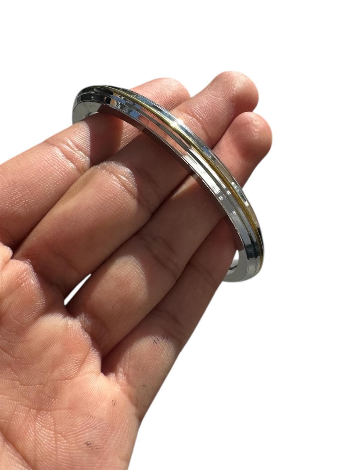 Sikh Kara Stainless Steel Thick Bracelet Brass Line Kada Singh Kaur ...