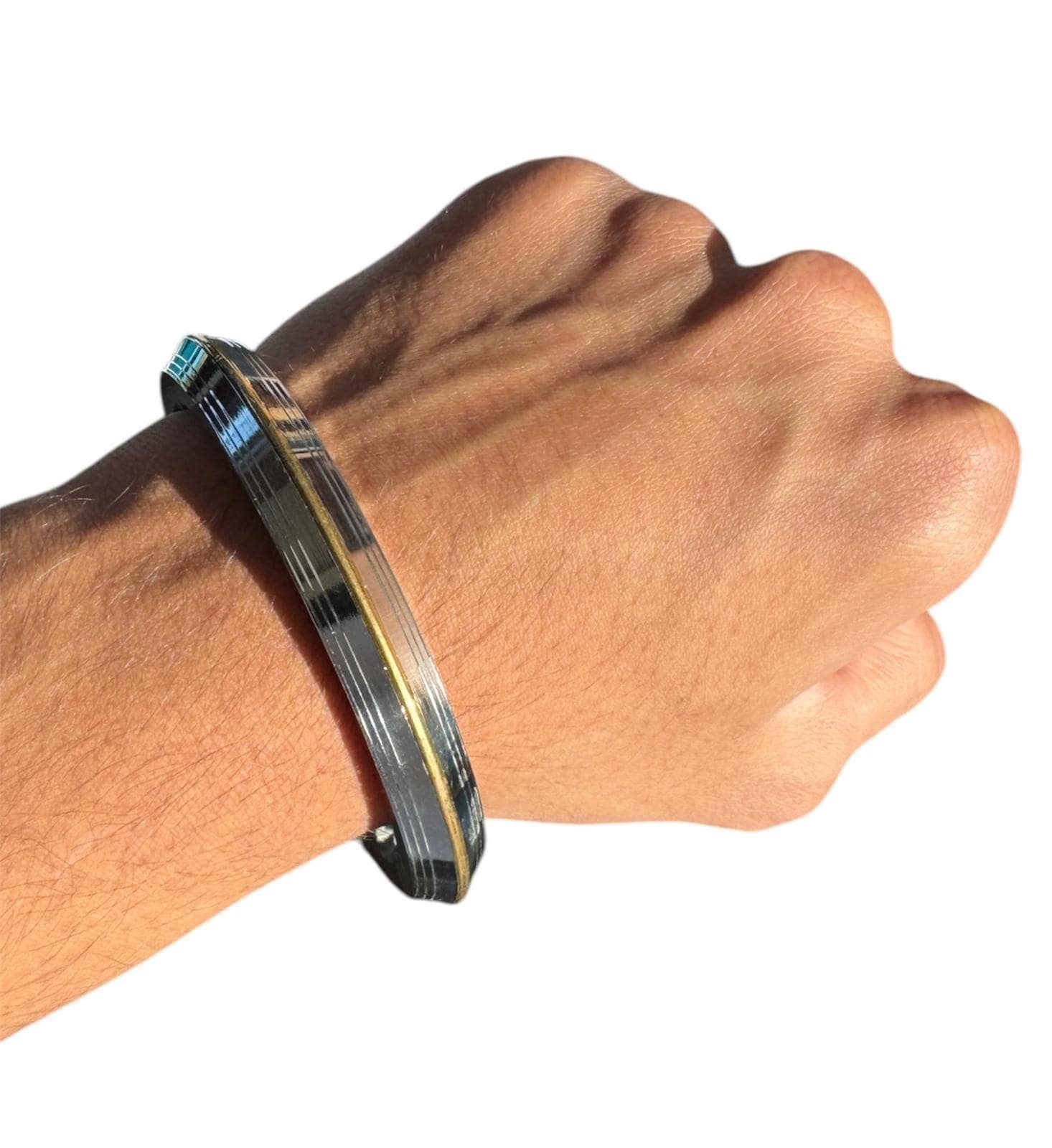 Sikh Kara Stainless Steel Thick Seven Lines Bracelet Brass Line Kada ...