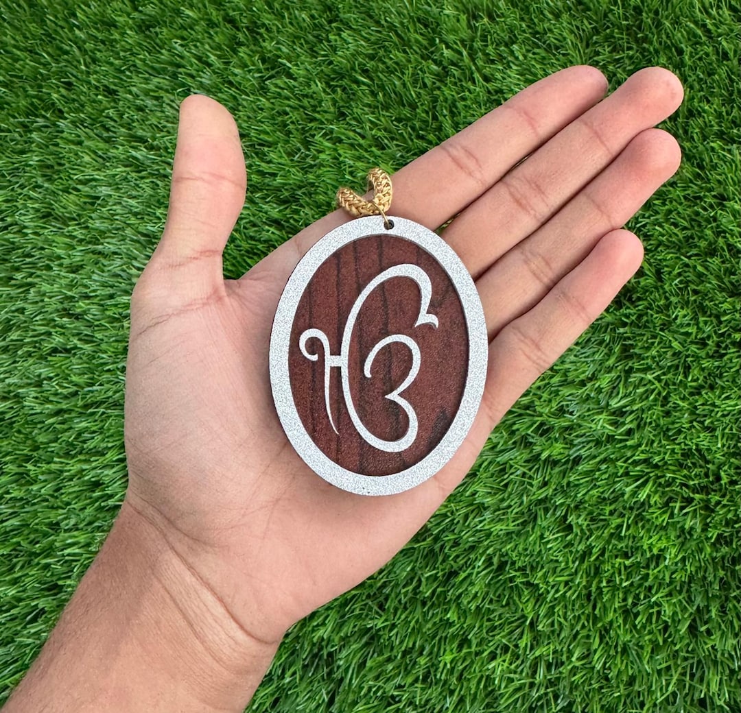 Wooden Sikh Ik Onkar Car Hanging Pendant Ornament Mahogany Silver ...