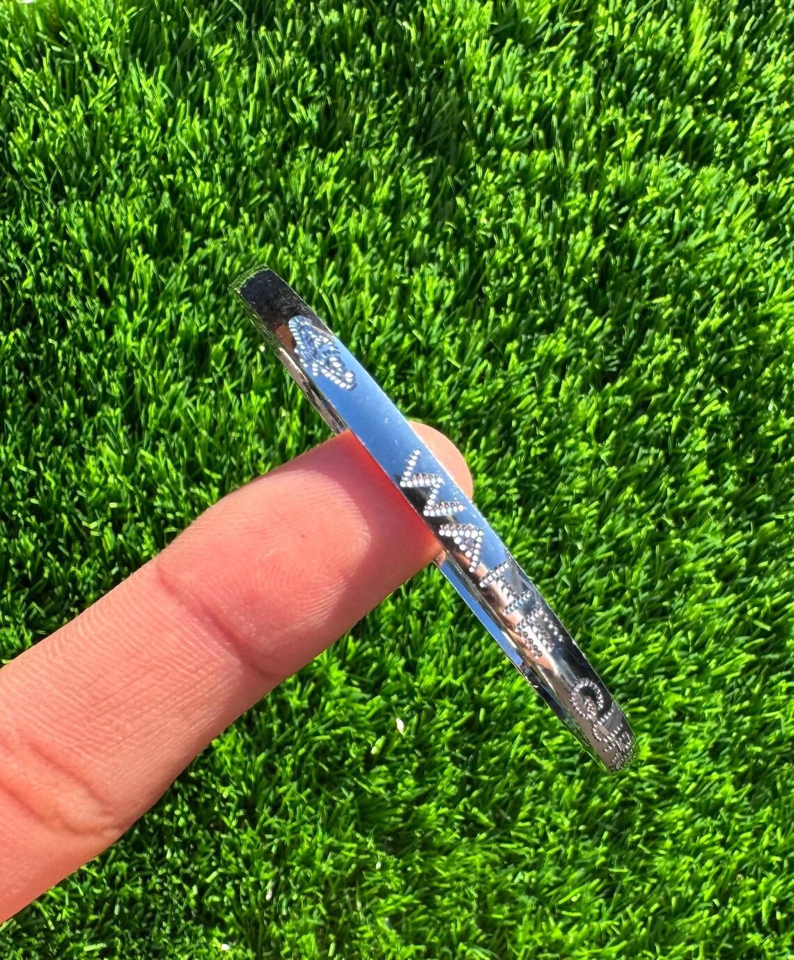 Sikh Kara Silver Plated Waheguru Khanda Laser Engraved Bracelet Kada ...