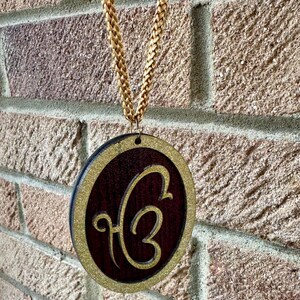 Wooden Sikh Ik Onkar Car Hanging Pendant Ornament Mahogany Gold Colour ...