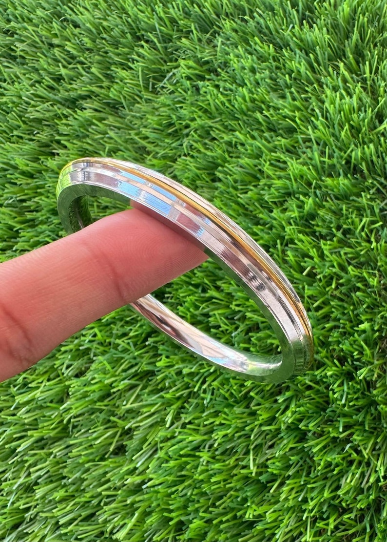 Sikh Kara Stainless Steel Thick Bracelet Brass Line Kada Singh Kaur ...