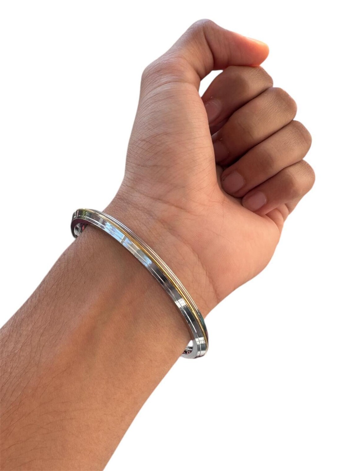 Sikh Kara Stainless Steel Bracelet Brass Line Kada Singh Kaur Khalsa ...