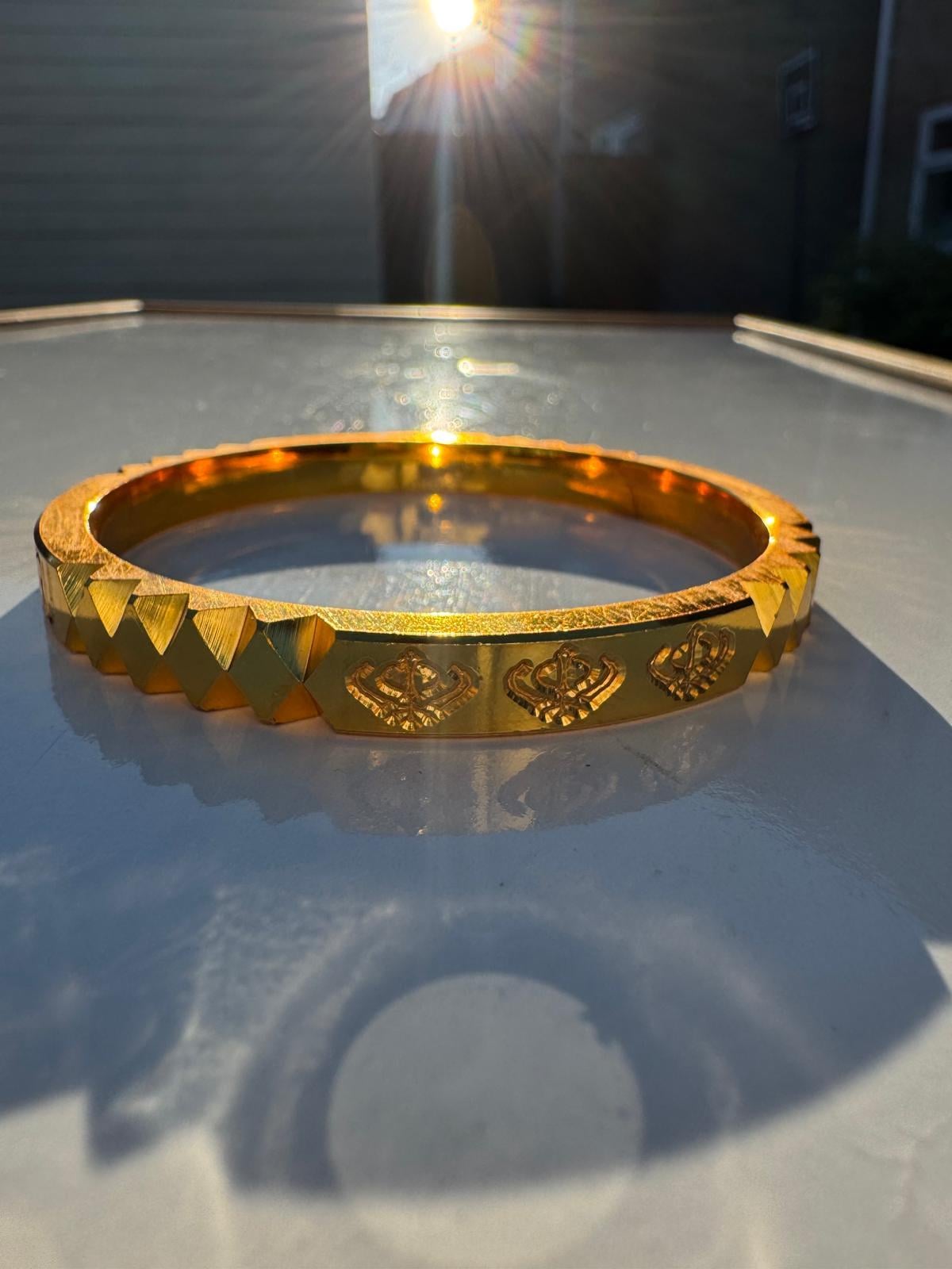 Sikh Kara Gold Plated Khanda Laser Engraved Bracelet Kada Singh Kaur ...