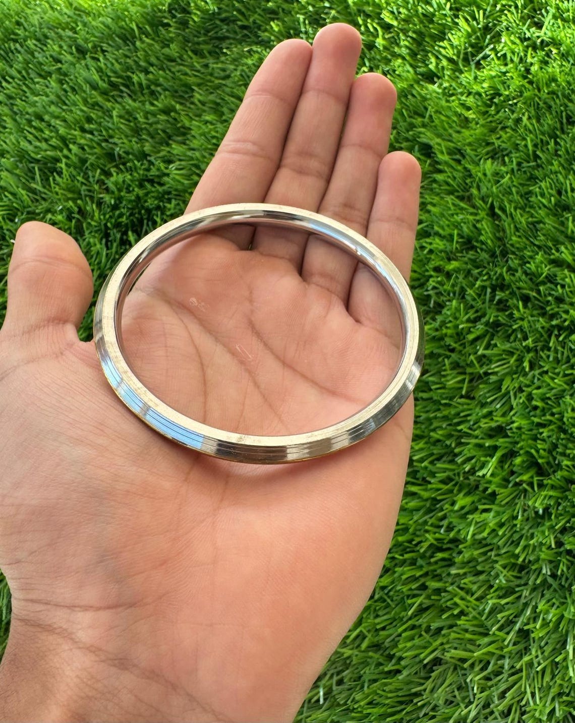 Sikh Kara Stainless Steel Bracelet Brass Line Kada Singh Kaur Khalsa ...
