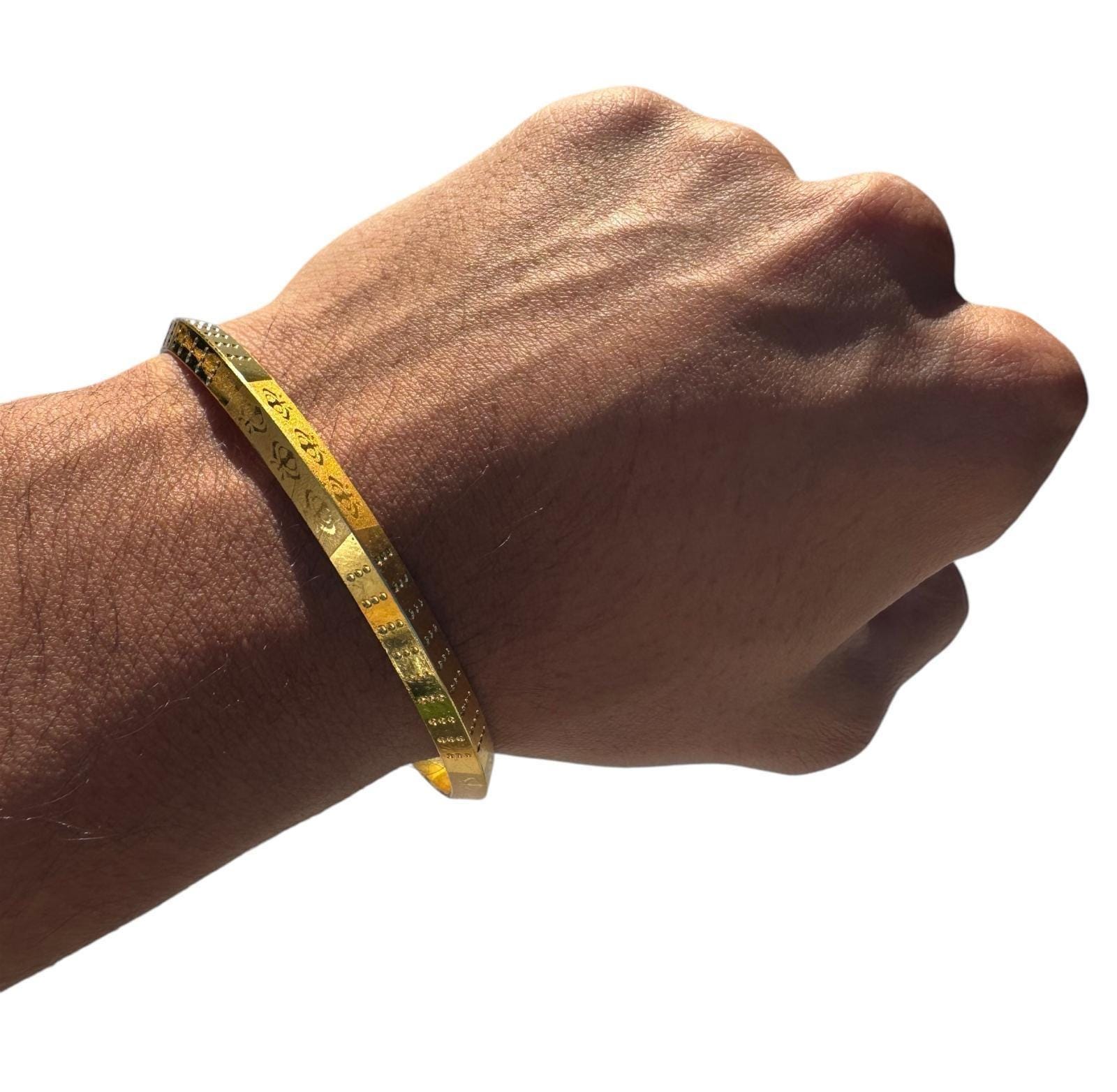 Sikh Kara Gold Plated Khanda Laser Engraved Bracelet Kada Singh Kaur ...