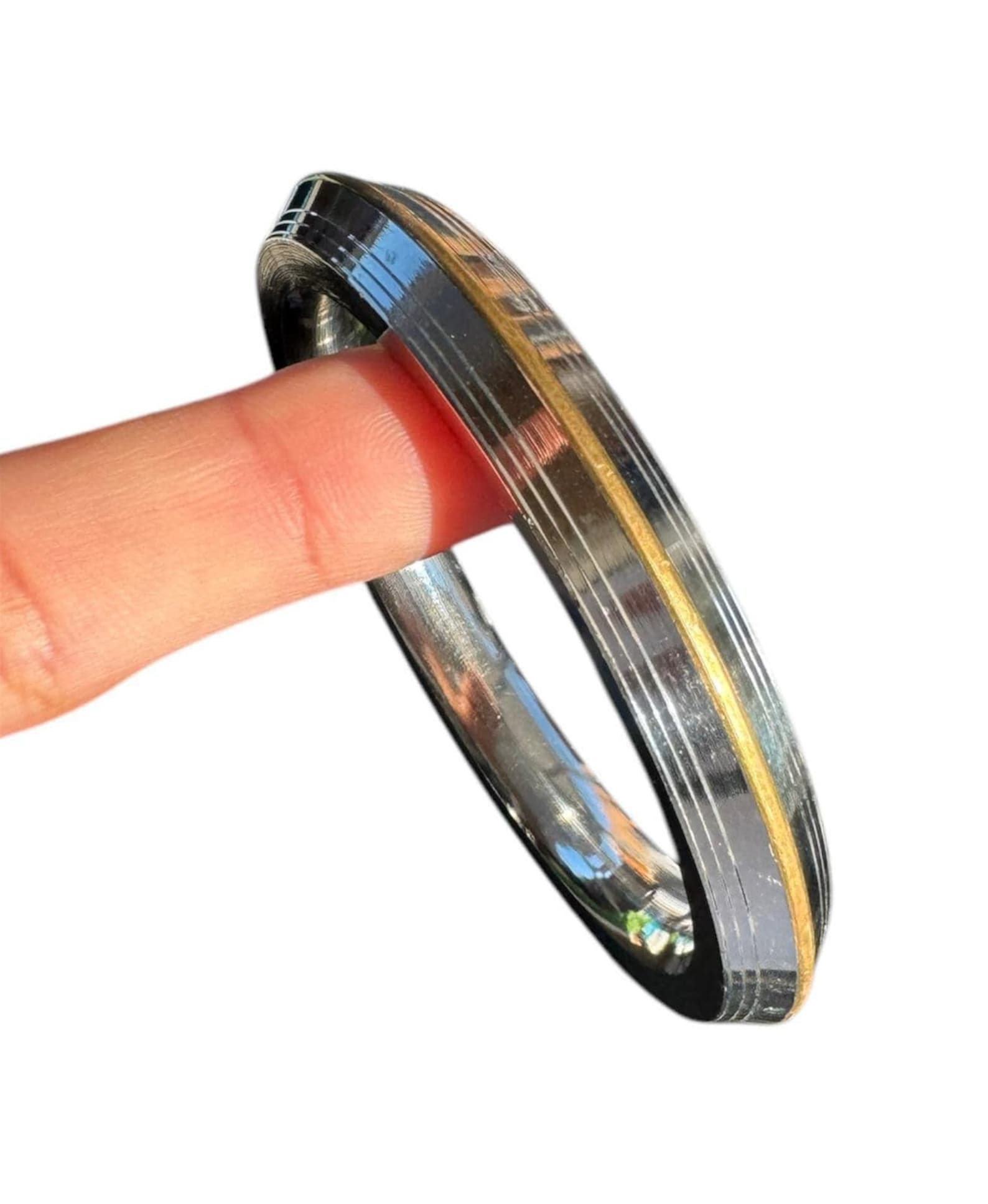 Sikh Kara Stainless Steel Thick Seven Lines Bracelet Brass Line Kada ...