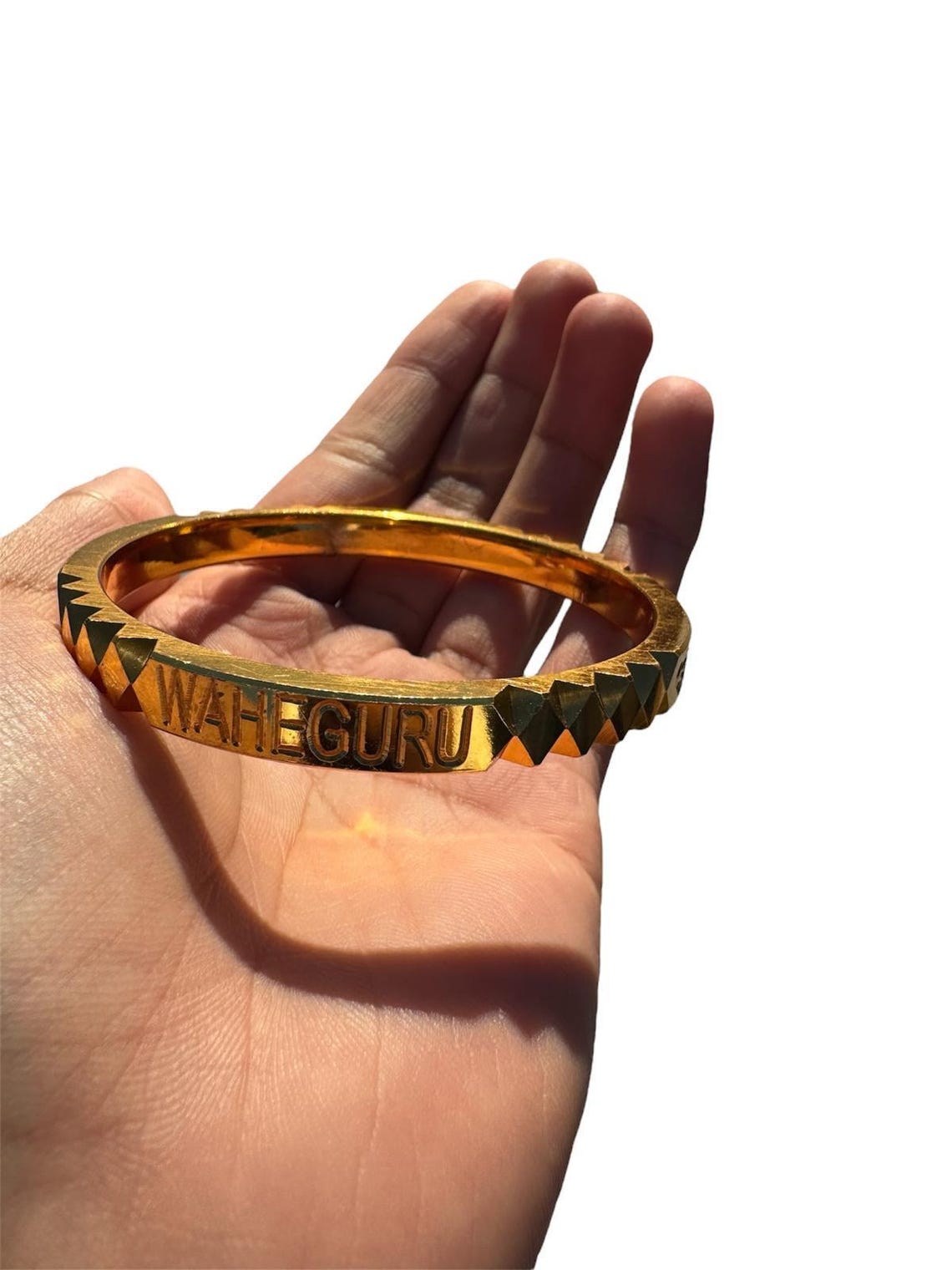 Sikh Kara Gold Plated Khanda Laser Engraved Bracelet Kada Singh Kaur ...