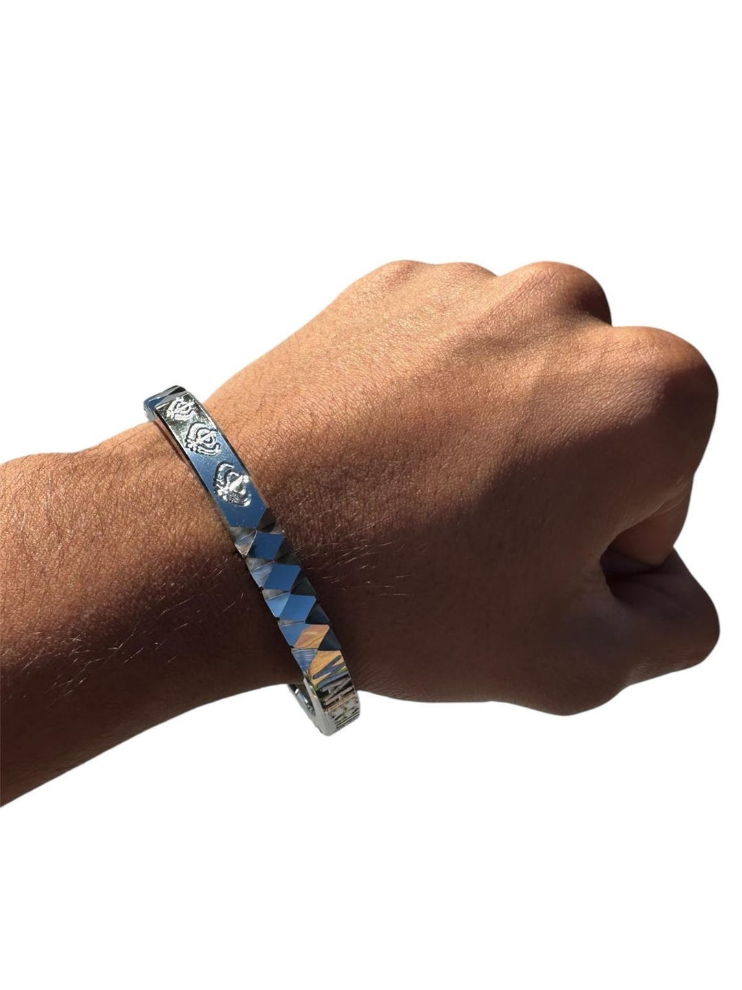 Sikh Kara Silver Plated Khanda Laser Engraved Bracelet Kada Singh Kaur ...