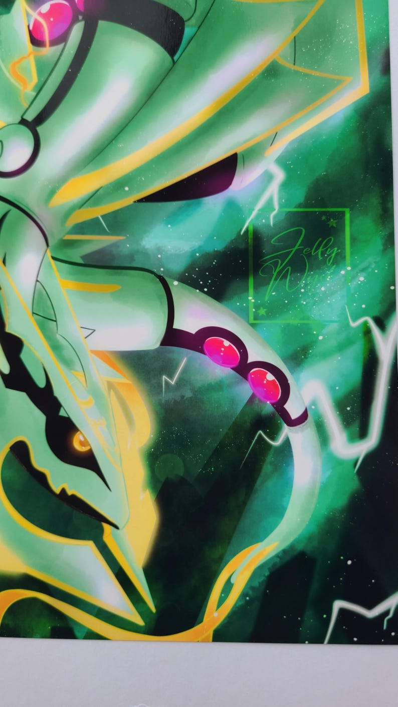 Mega Rayquaza Art Print | Handmade Pokemon Digital Art | 2 Sizes - Etsy