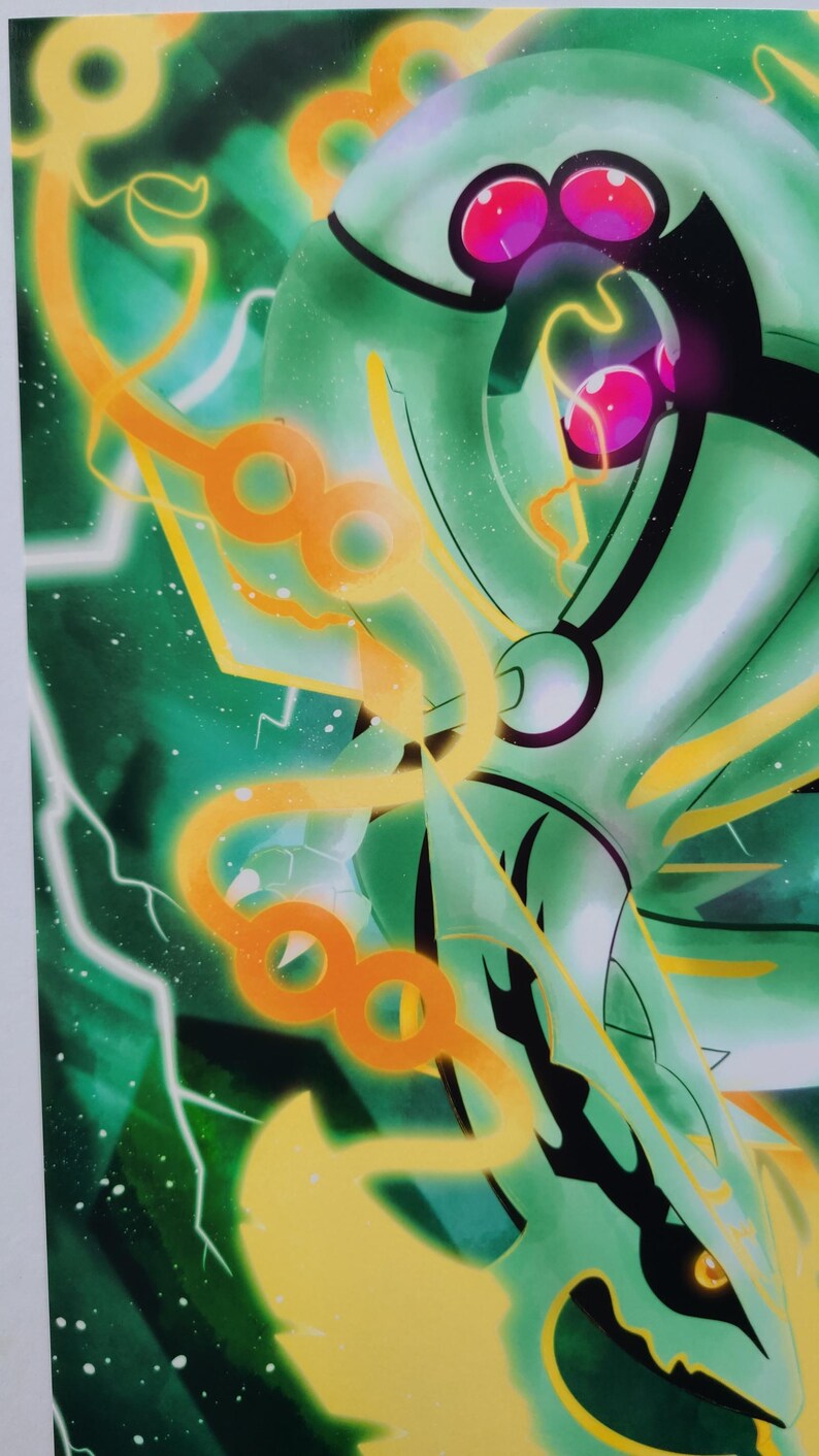Mega Rayquaza Art Print | Handmade Pokemon Digital Art | 2 Sizes - Etsy